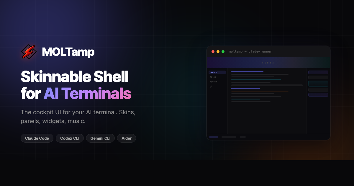 MOLTamp — Skinnable Shell for Claude Code & AI Terminals